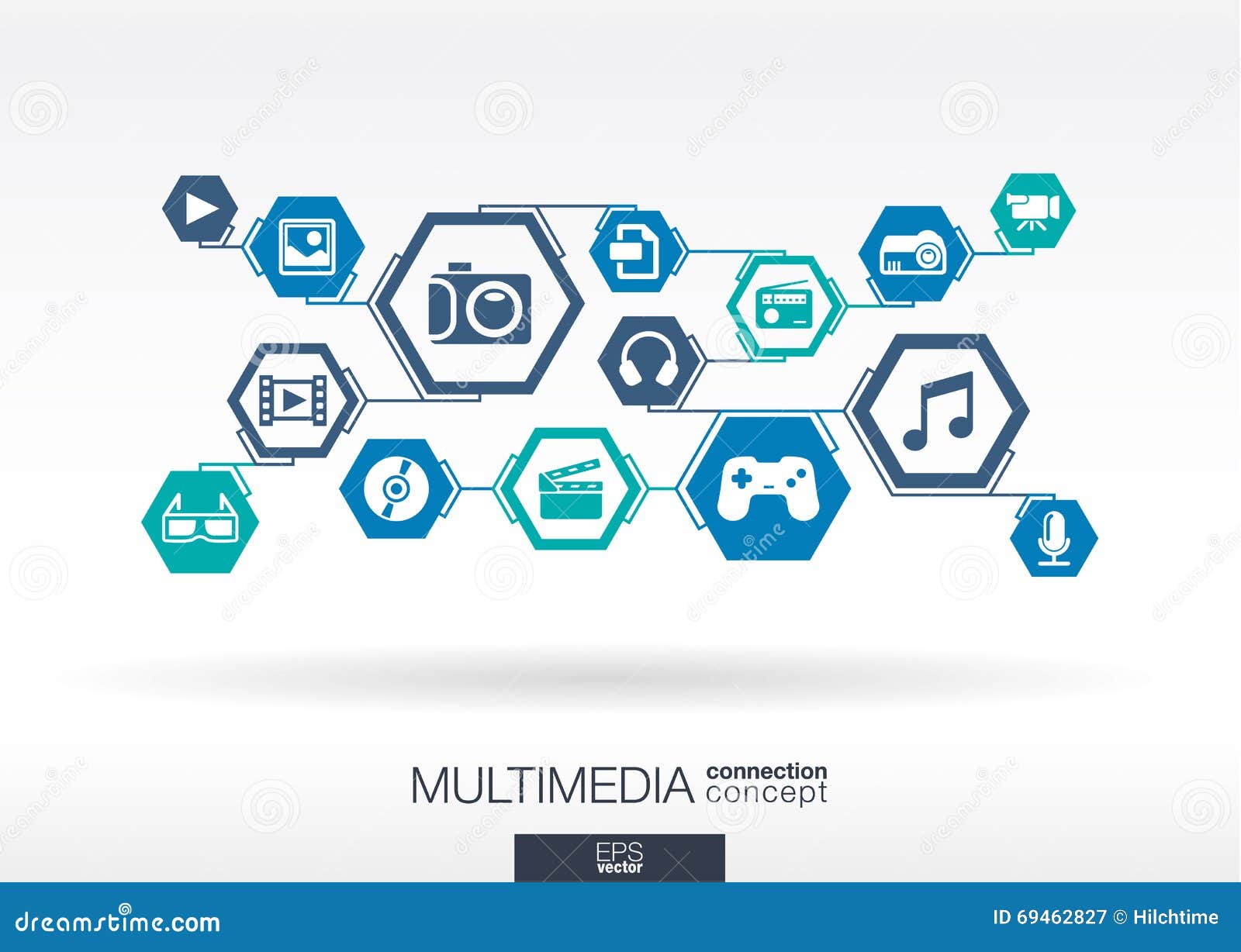 Multimedia Network. Hexagon Abstract Background Stock Vector ...