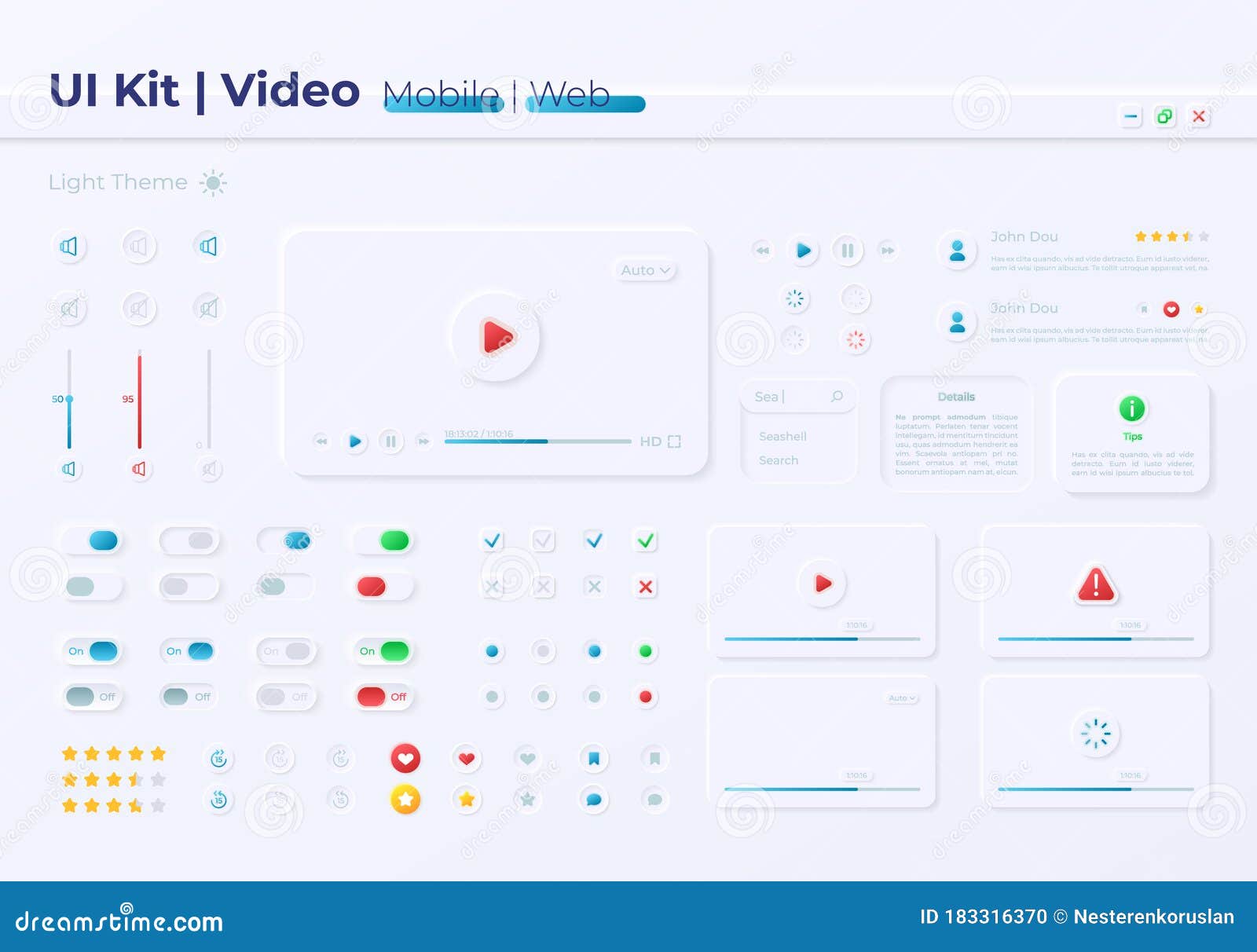 Multimedia Options UI Elements Kit Stock Vector - Illustration of form ...
