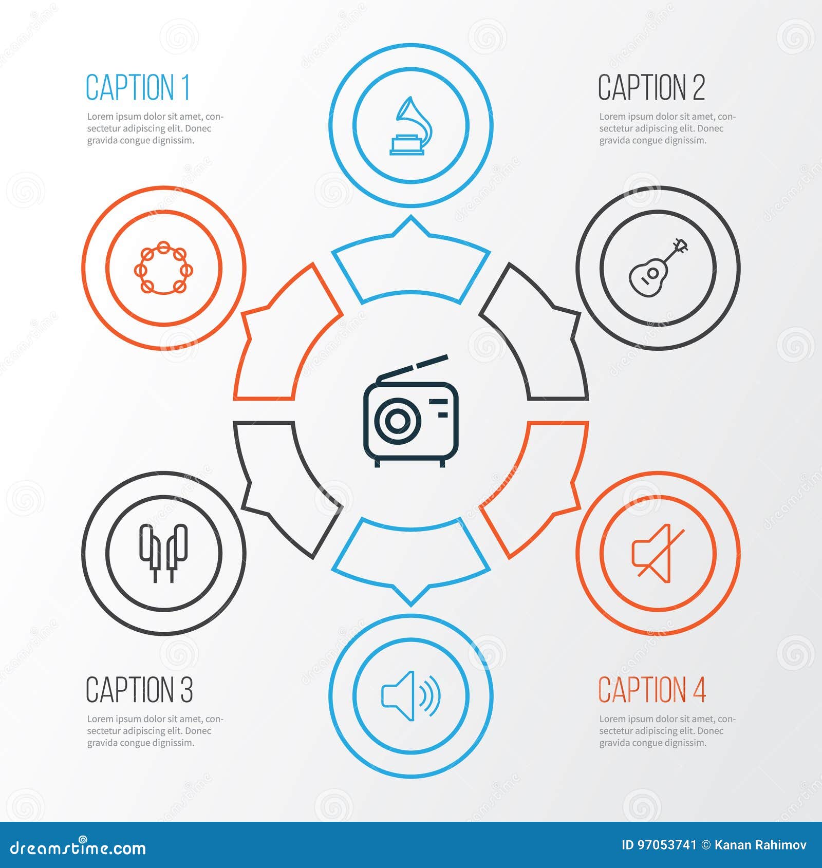 Multimedia Outline Icons Set. Collection of Strings, Timbrel ...