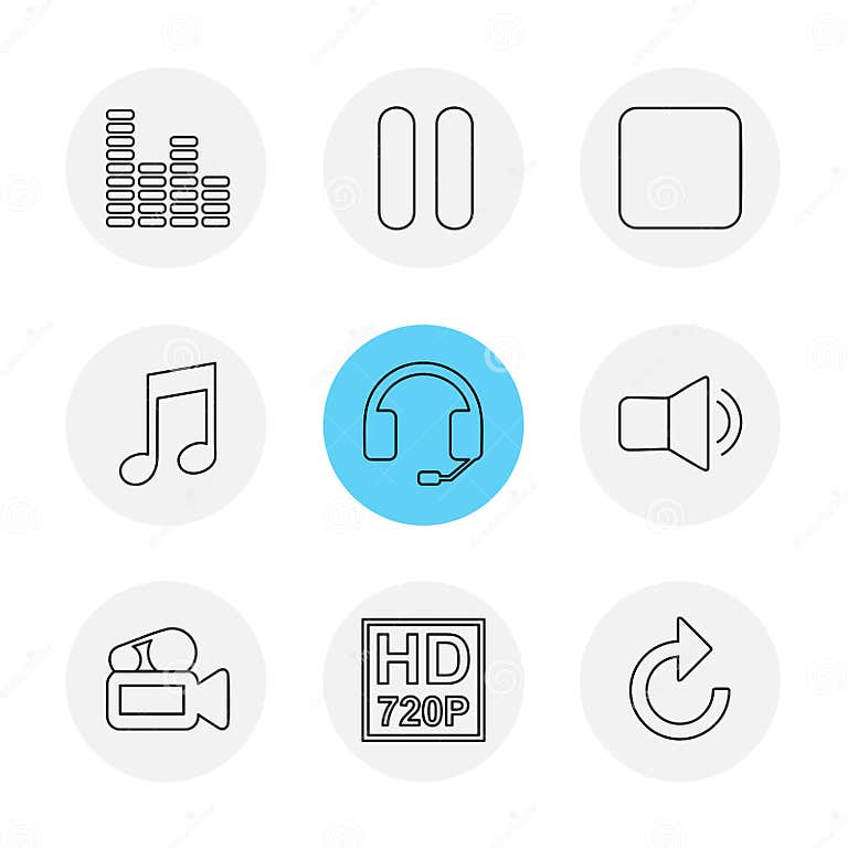 Multimedia , Play, Pause , Volume , Sound , Microphone , Eps Ic Stock ...