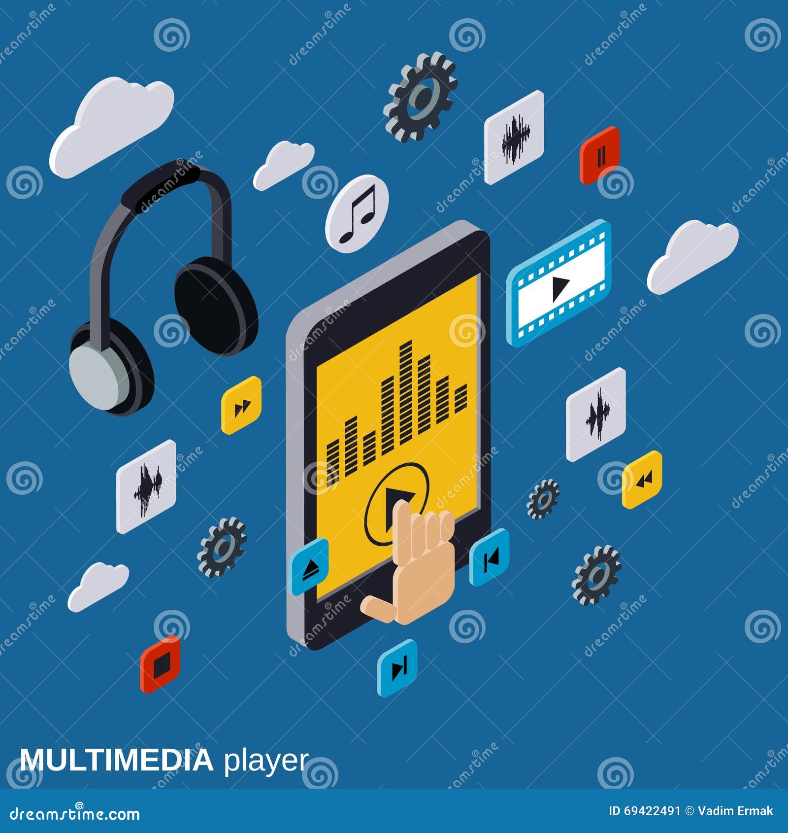 Multimedia Player, Portable Modern Gadget, Smartphone Vector ...