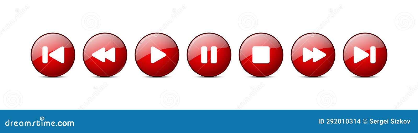 Multimedia Player Red Button Icons Set. Vector Stock Illustration ...