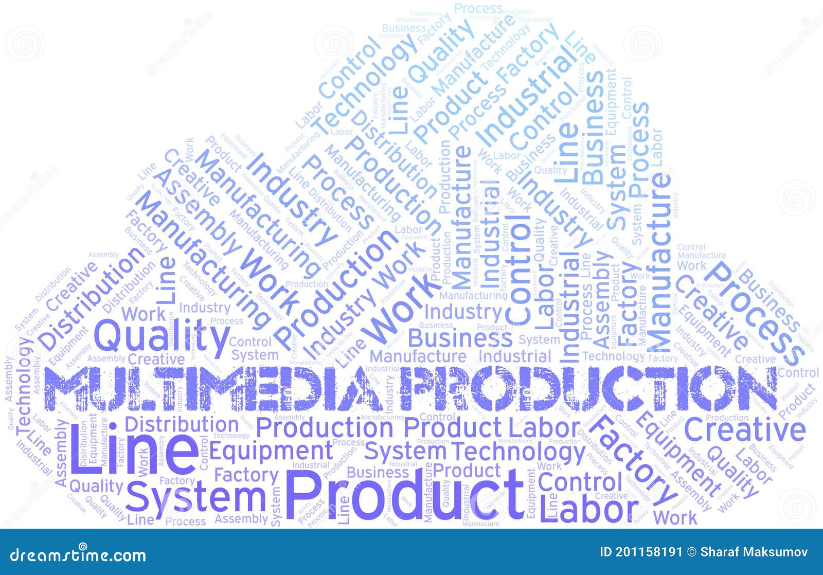 Multimedia Production Word Cloud Create with Text only. Stock ...