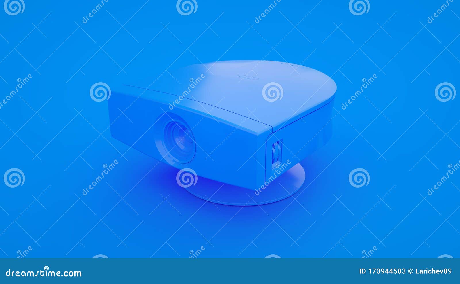 Multimedia Projector Isolated on Blue Background. 3d Illustration Stock ...