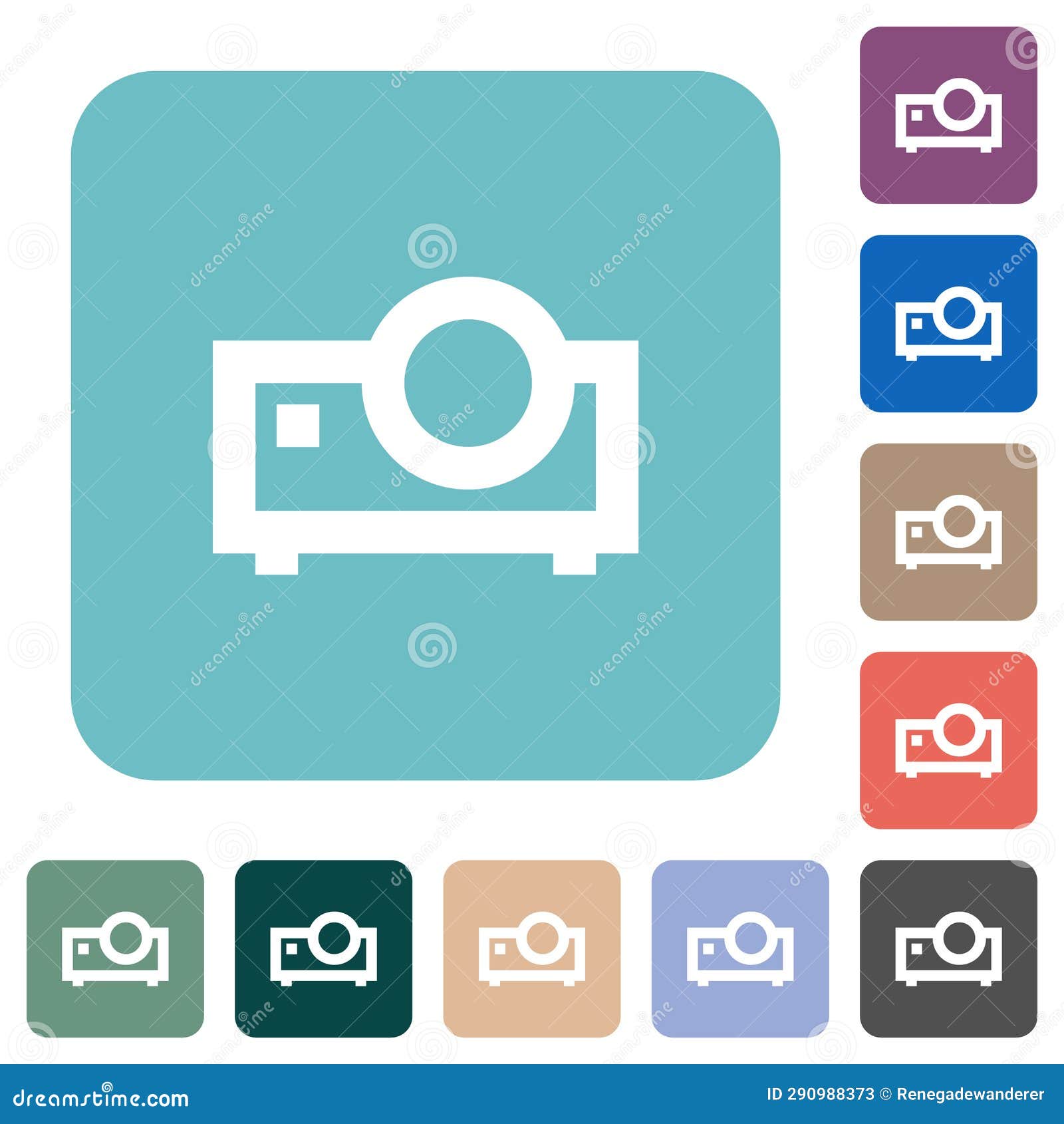 Multimedia Projector Outline Rounded Square Flat Icons Stock ...