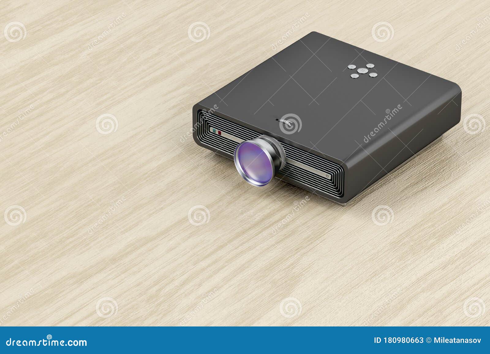 Multimedia Projector on Wood Table Stock Illustration - Illustration of ...