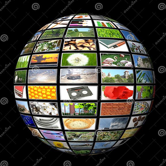 Multimedia sphere stock illustration. Illustration of movie - 11740726