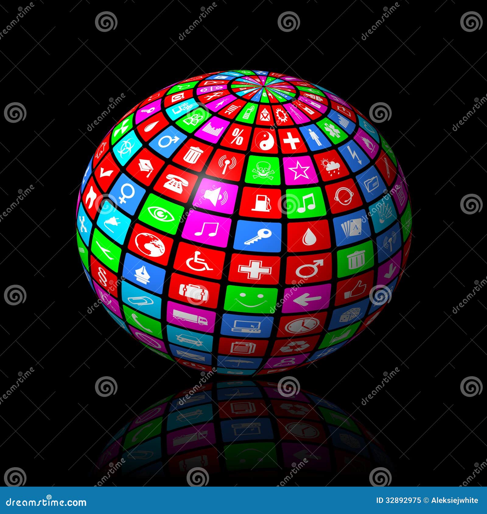 Multimedia sphere stock illustration. Illustration of global - 32892975