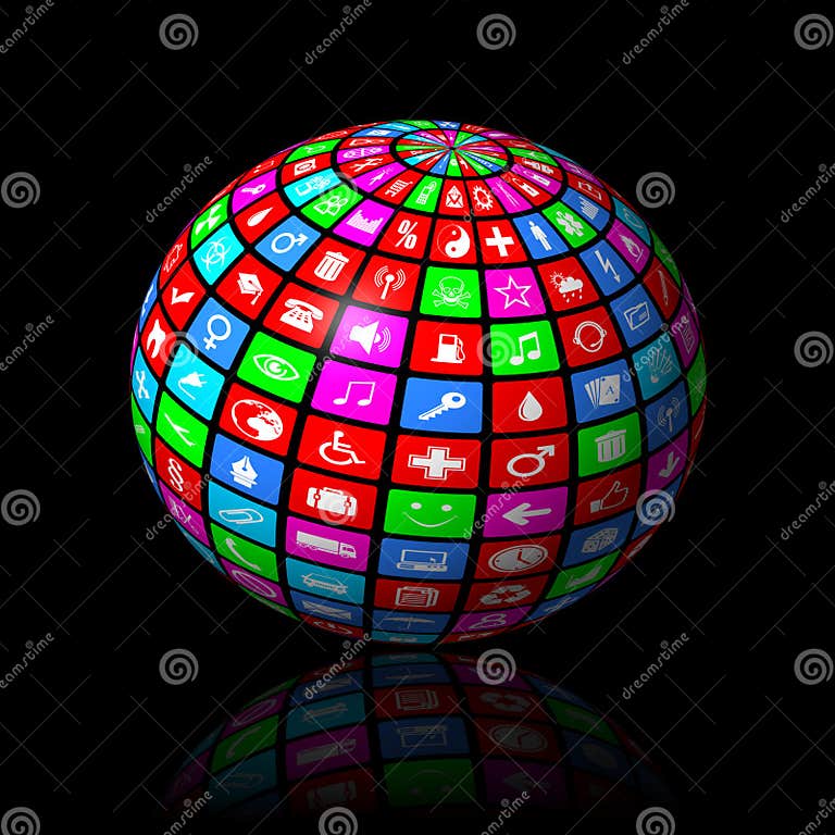 Multimedia sphere stock illustration. Illustration of global - 32892975