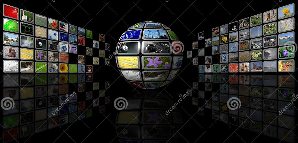 Multimedia sphere stock illustration. Illustration of entertainment ...