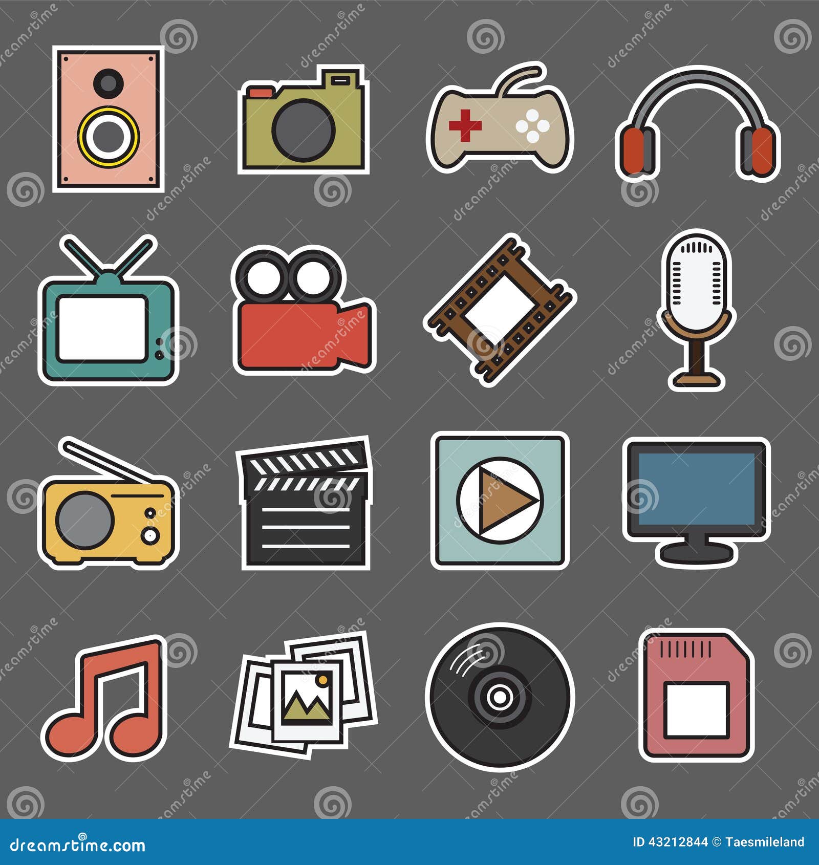 Multimedia sticker icon stock illustration. Illustration of music ...