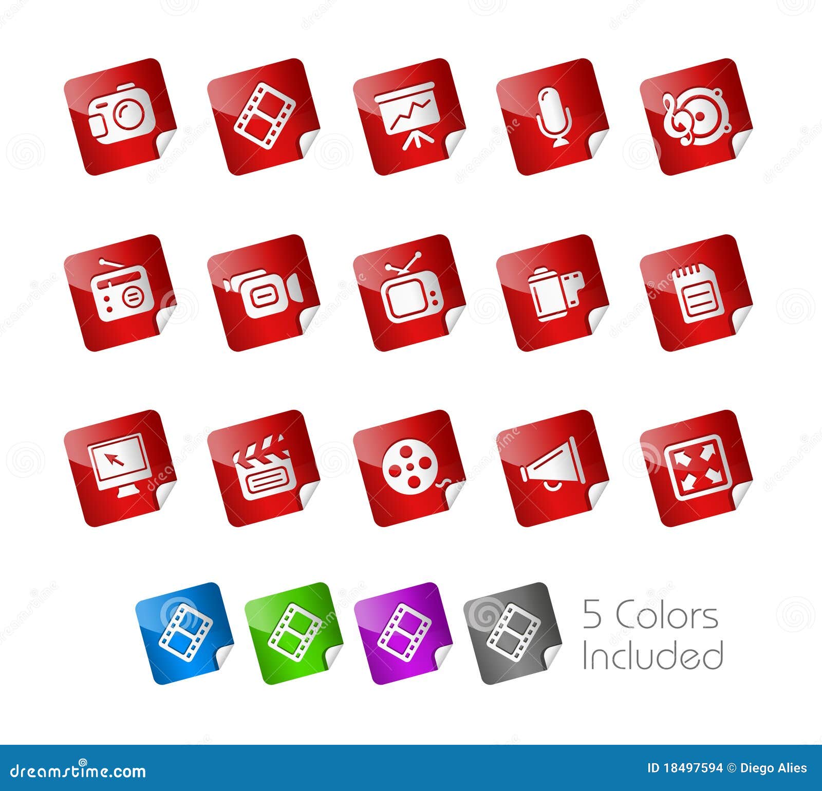 Multimedia // Stickers stock vector. Illustration of graphic - 18497594