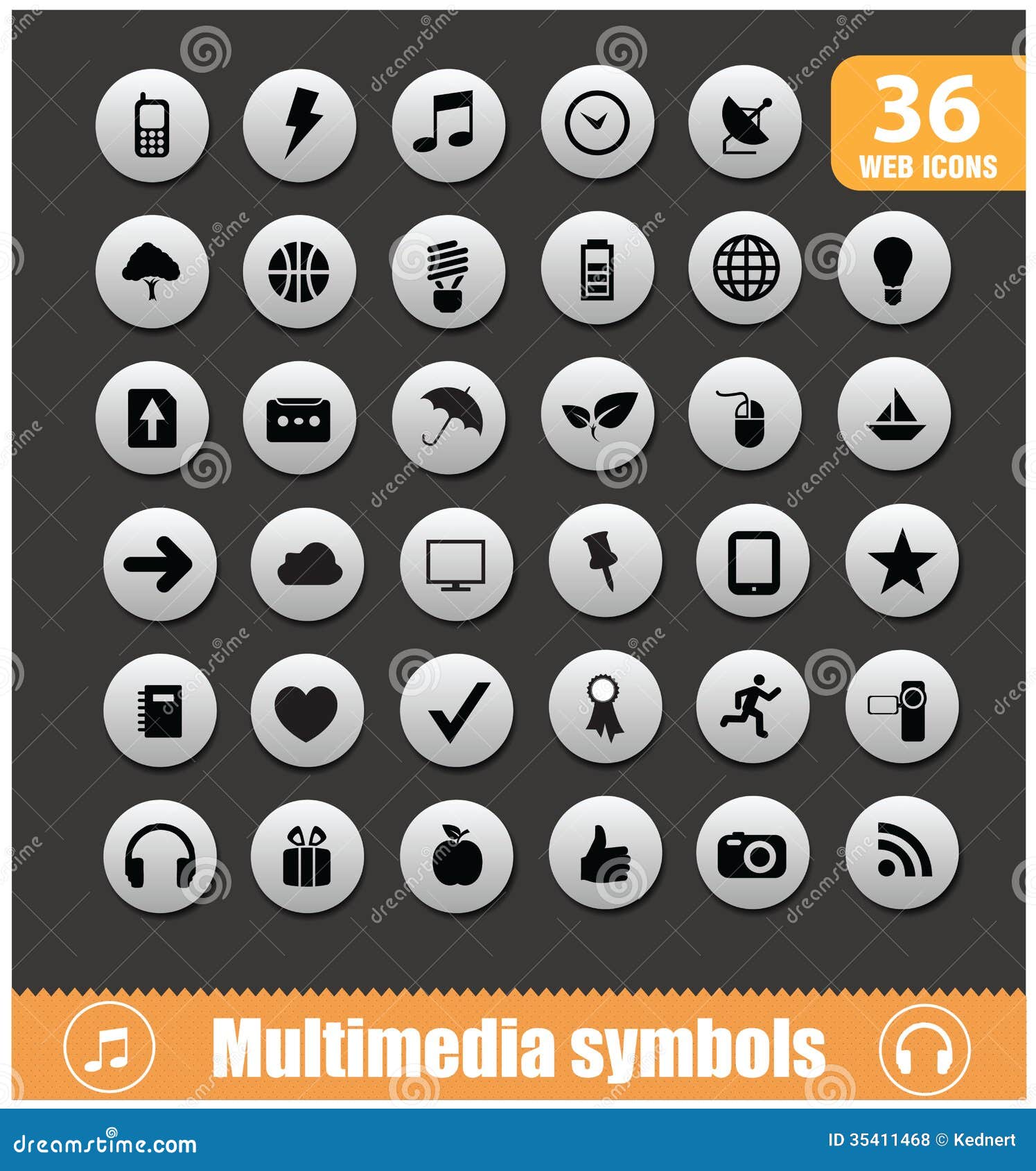 Multimedia Symbols Big Set Silver Color Stock Vector - Illustration of ...
