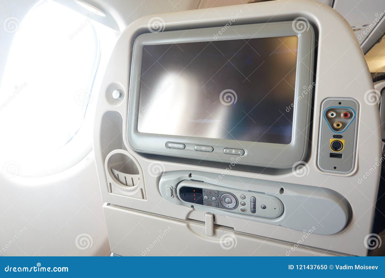 Multimedia System in Economy Class in the Airplane Stock Photo - Image ...