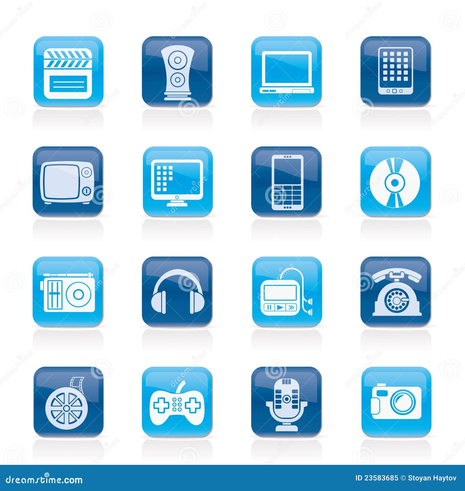 Multimedia and Technology Icons Stock Vector - Illustration of ...