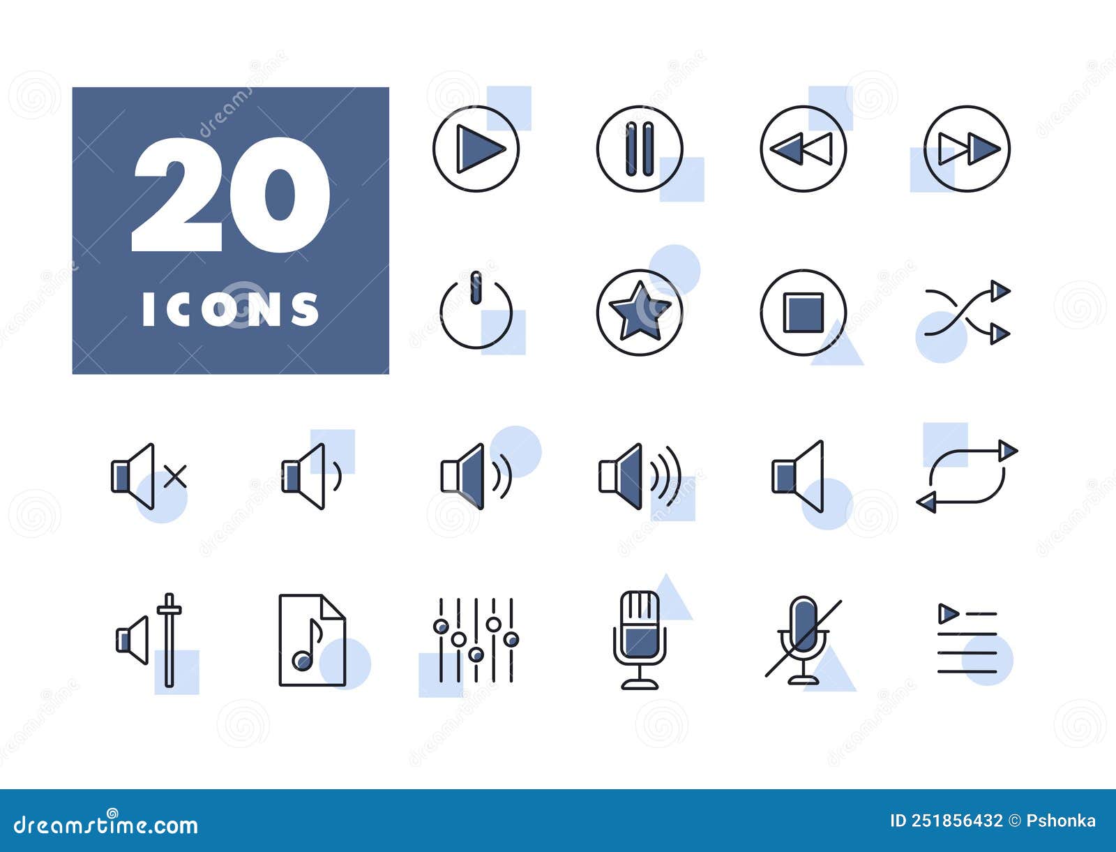 Multimedia User Interface Vector Icons Set Stock Vector - Illustration ...