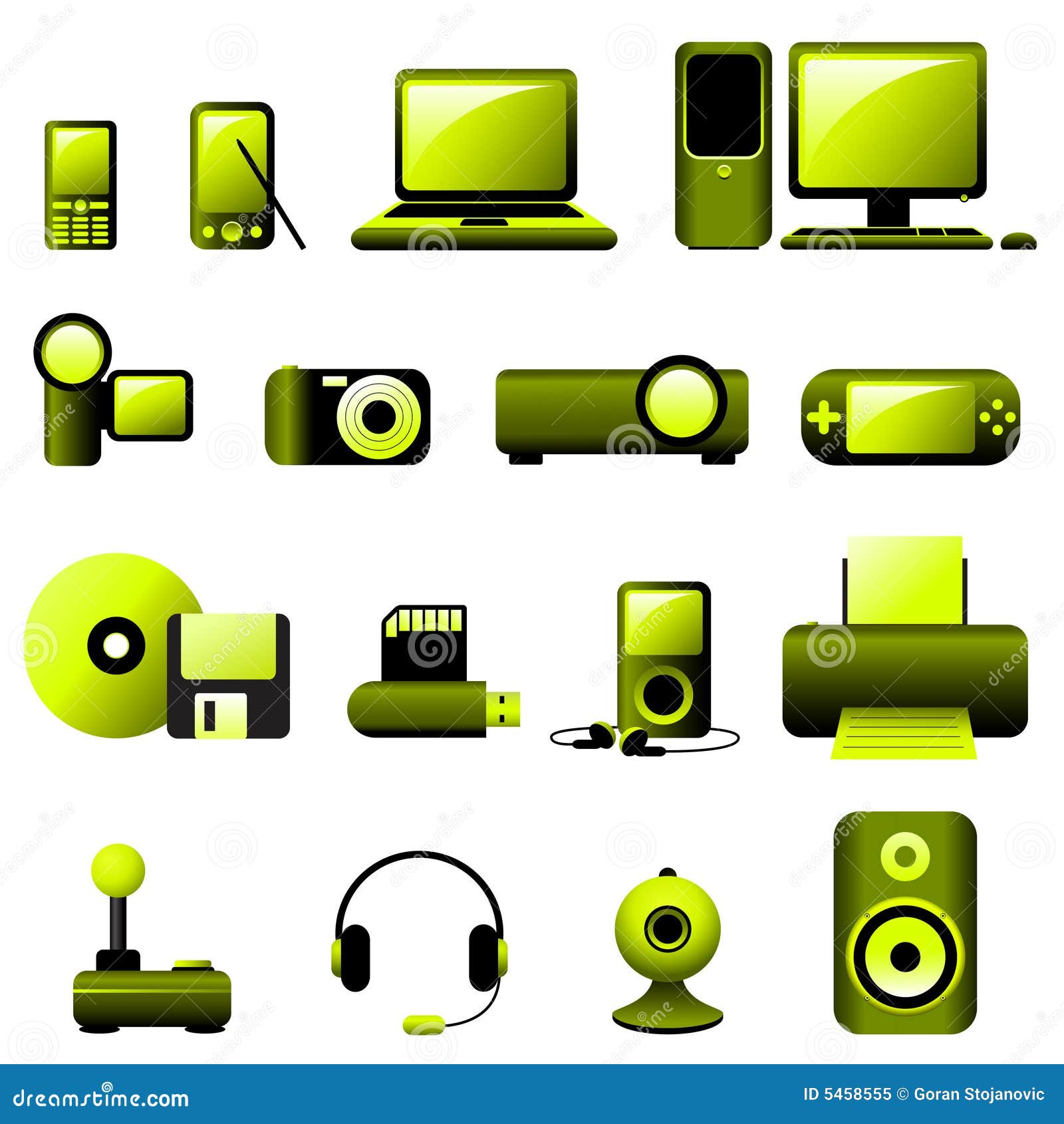 Multimedia Vector Icons stock vector. Illustration of monitor - 5458555