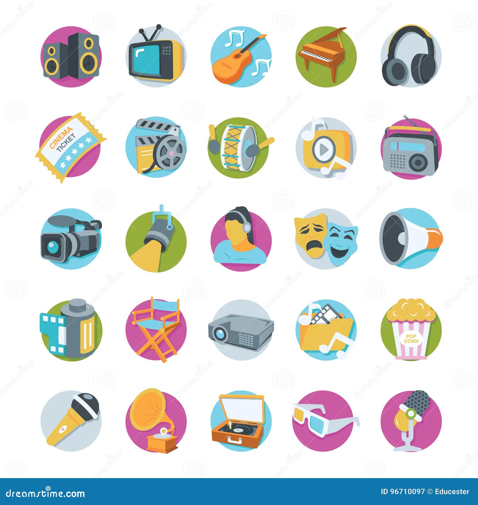 Multimedia-Vektor Icons stock abbildung. Illustration von heft - 96710097
