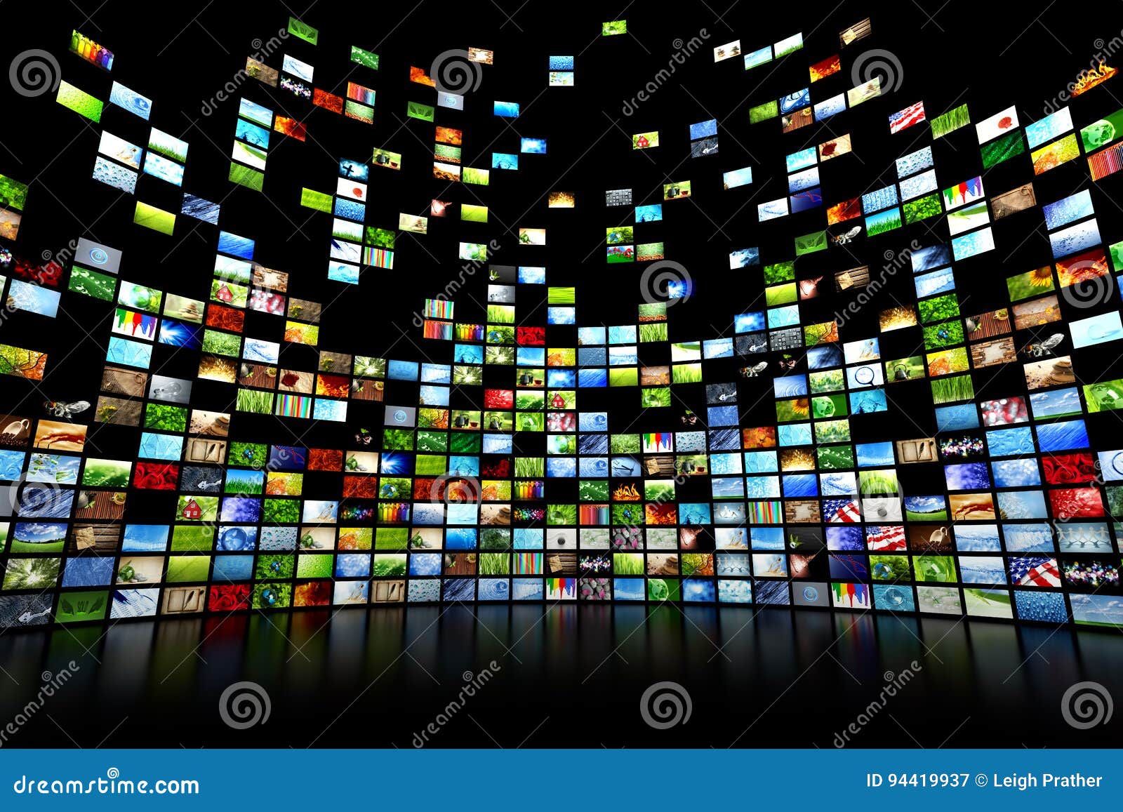 Multimedia Video and Image Walls Stock Illustration - Illustration of ...