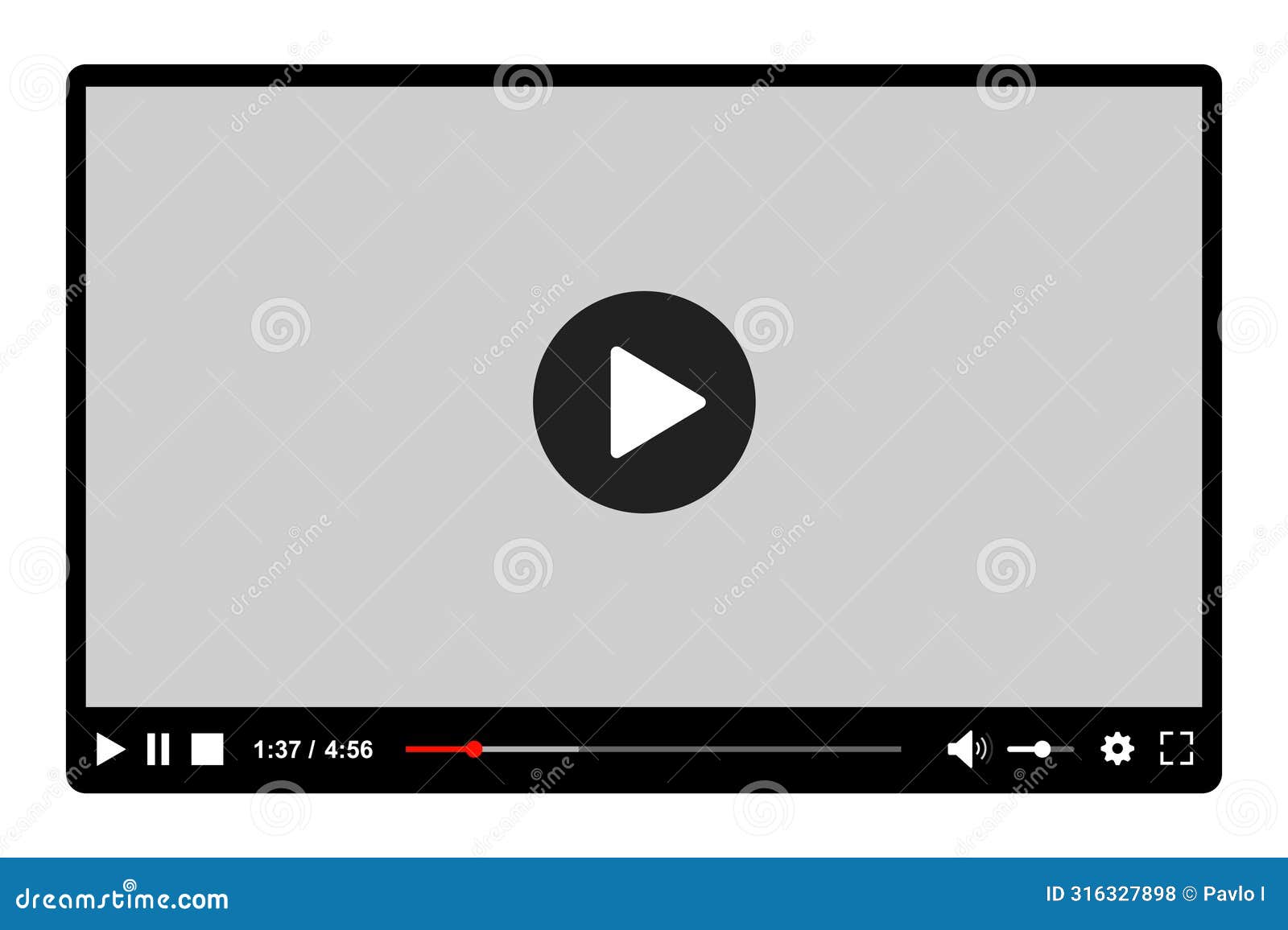 Multimedia Video Player with Play Button, Play Video Window with ...