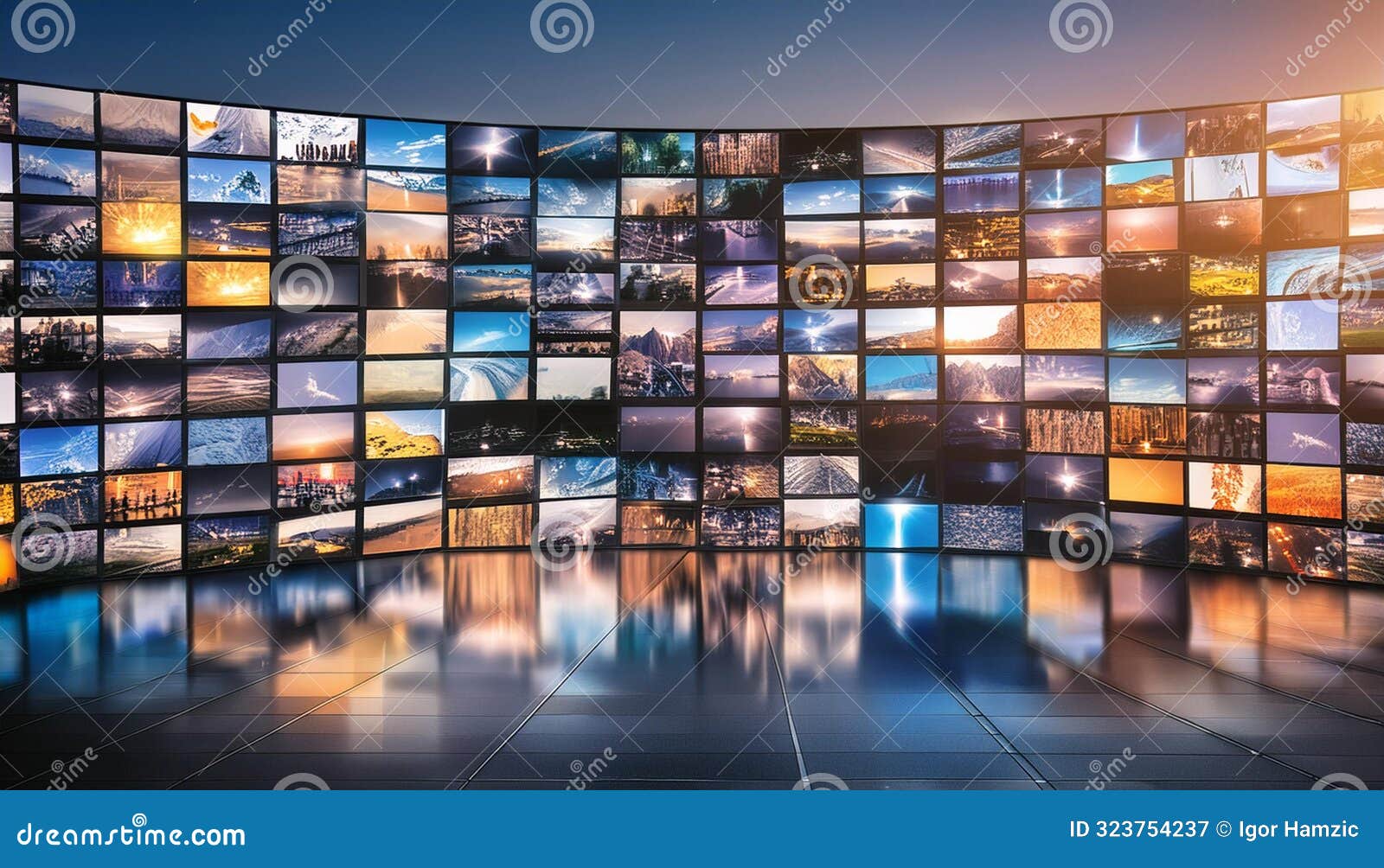 Multimedia video wall stock illustration. Illustration of broadcast ...