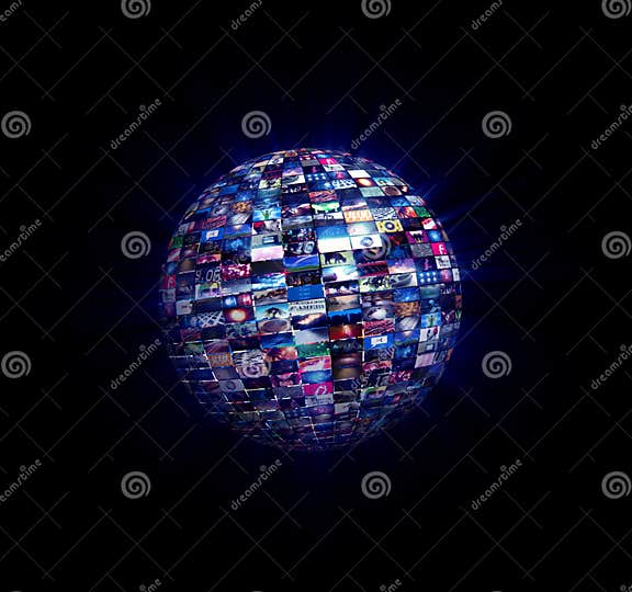 Multimedia Video Wall Sphere Stock Illustration - Illustration of ...