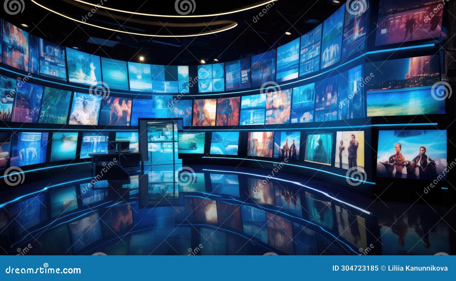 A Multimedia Video Wall in a Television Broadcast Setting, Showcasing ...