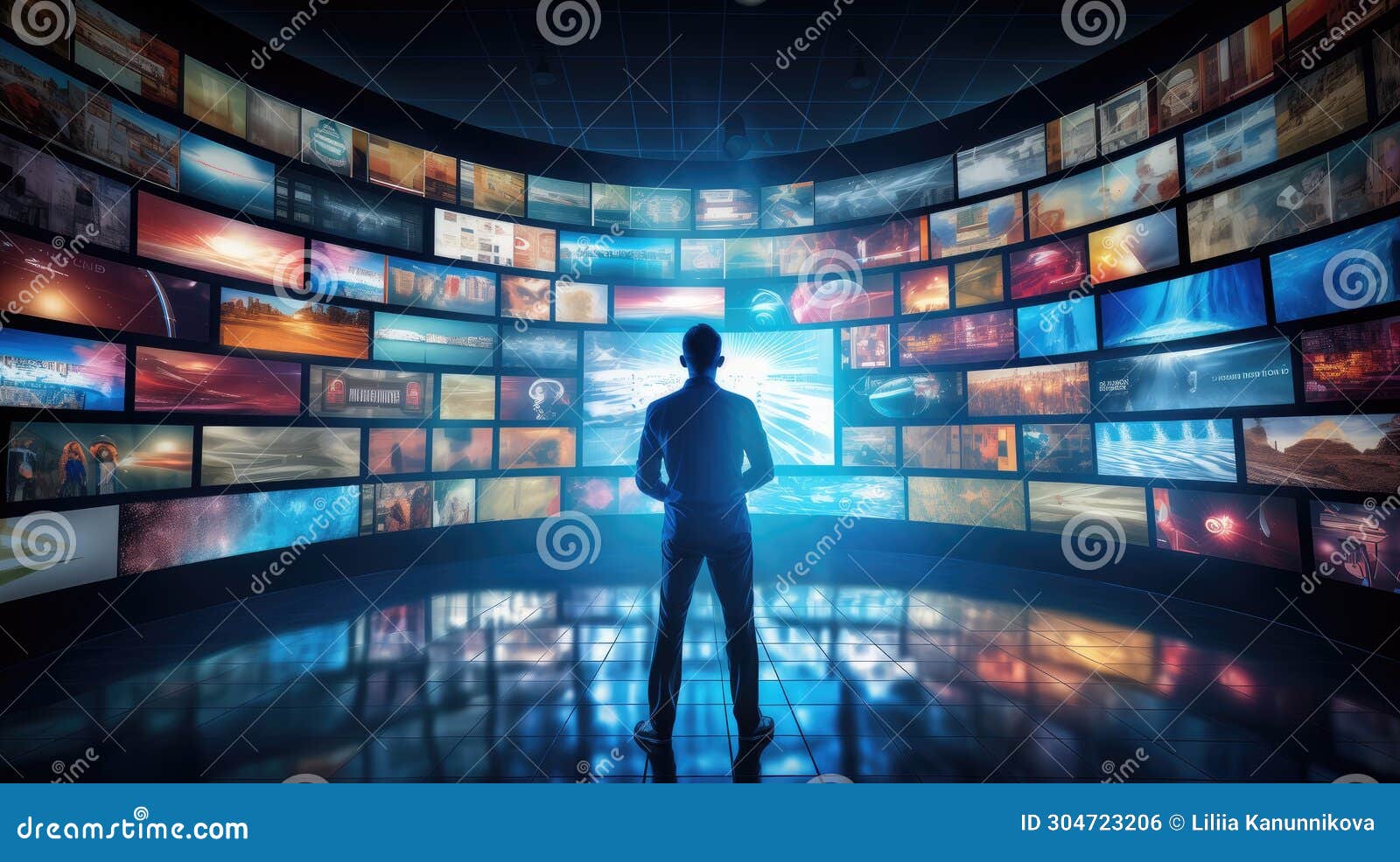 A Multimedia Video Wall in a Television Broadcast Setting, Showcasing ...
