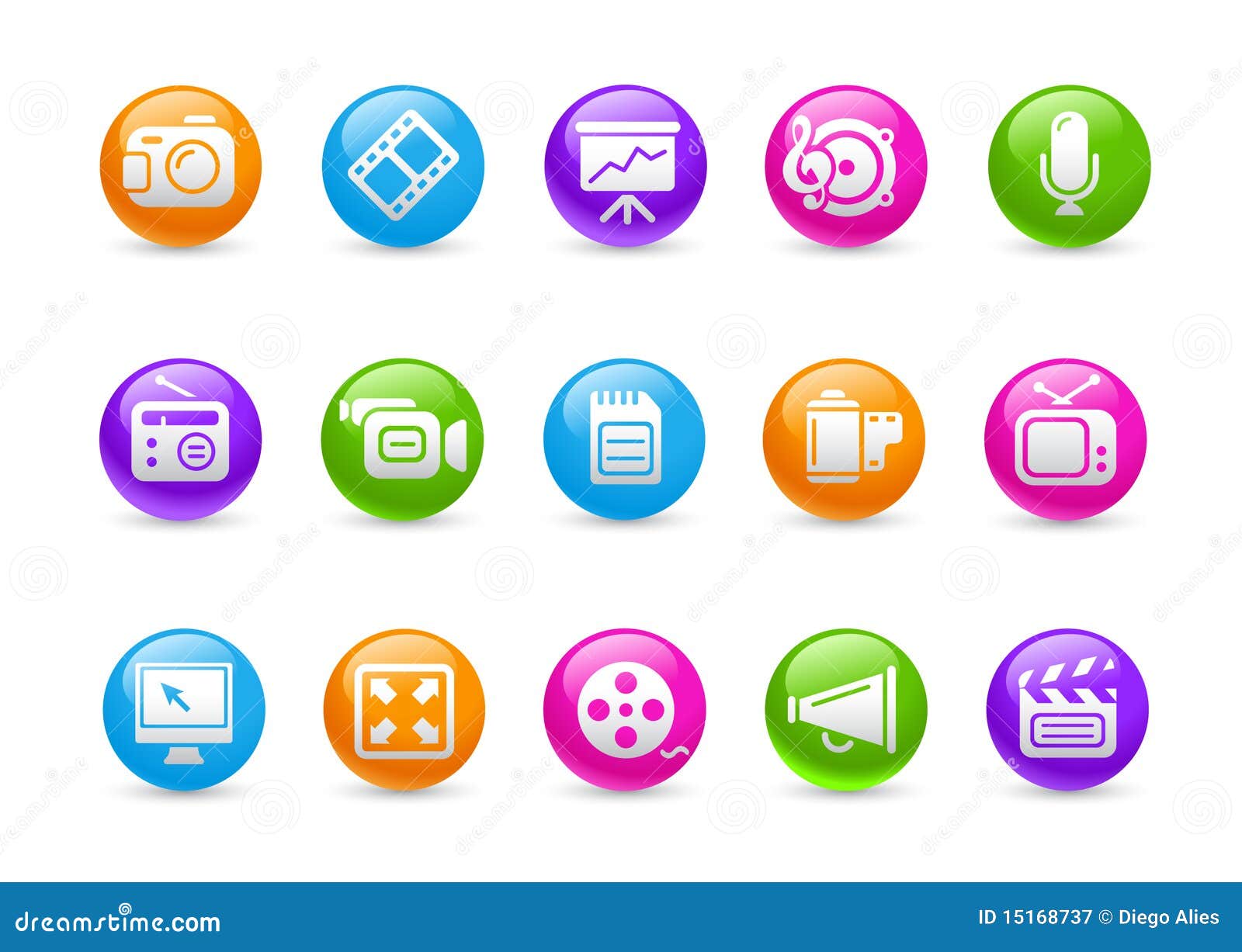 Multimedia Web Icons // Rainbow Series Stock Vector - Illustration of ...