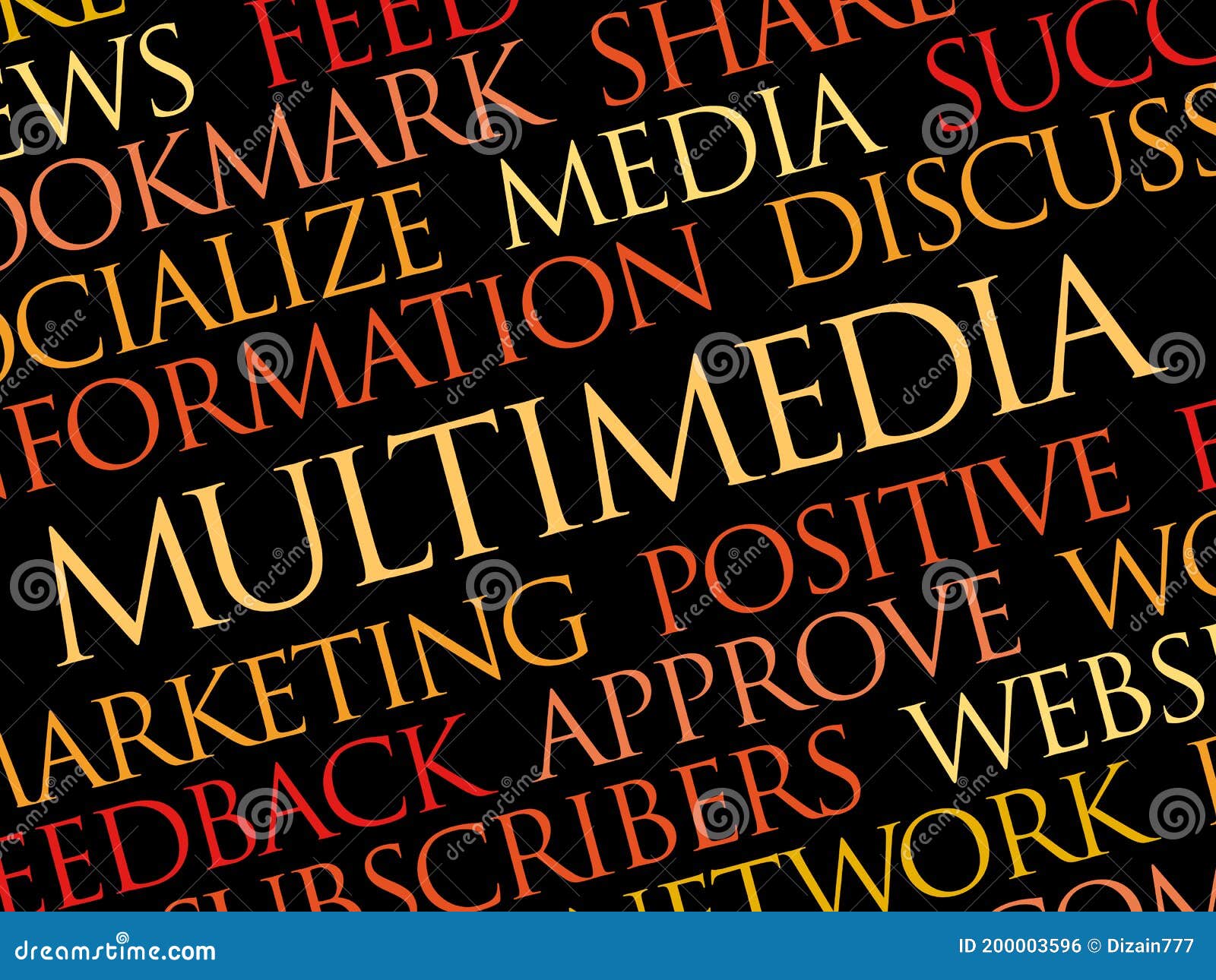 Multimedia word cloud stock illustration. Illustration of cloud - 200003596