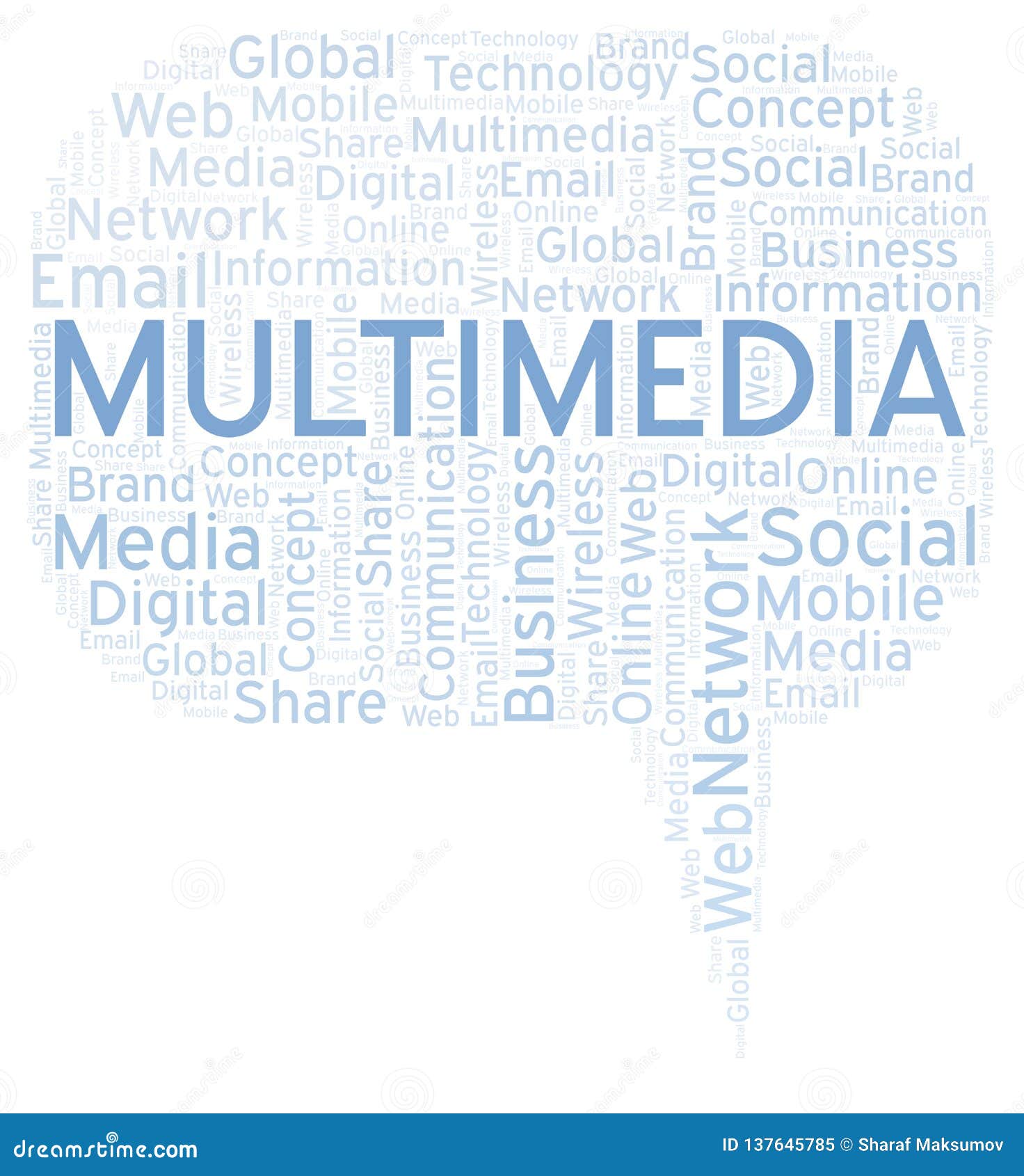 Multimedia word cloud stock illustration. Illustration of isolated ...