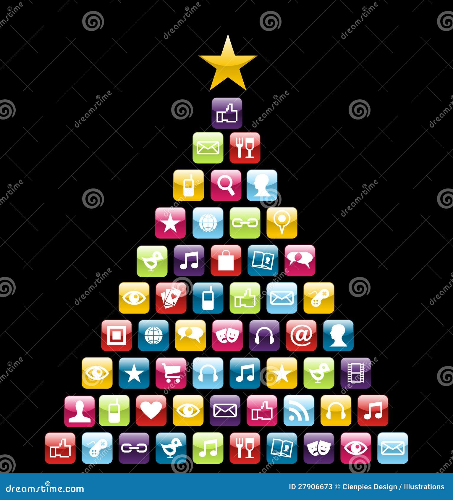 Multimeedia Icons Christmas Tree Stock Vector - Illustration of ...