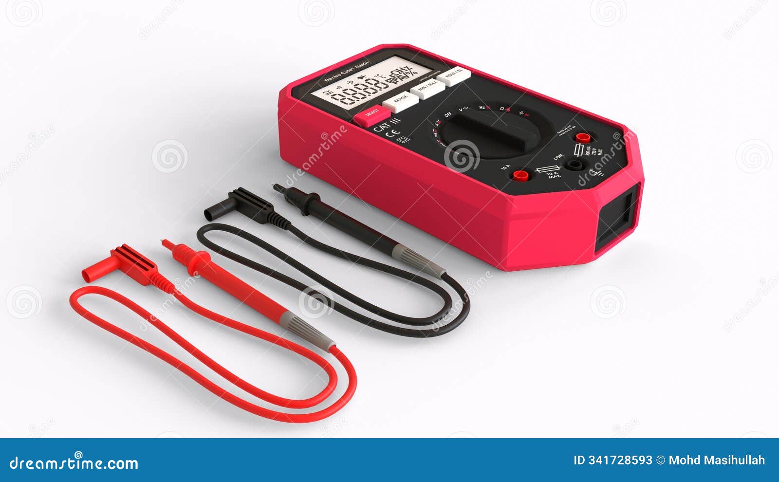 Multimeter and Cable White Background Stock Illustration - Illustration ...