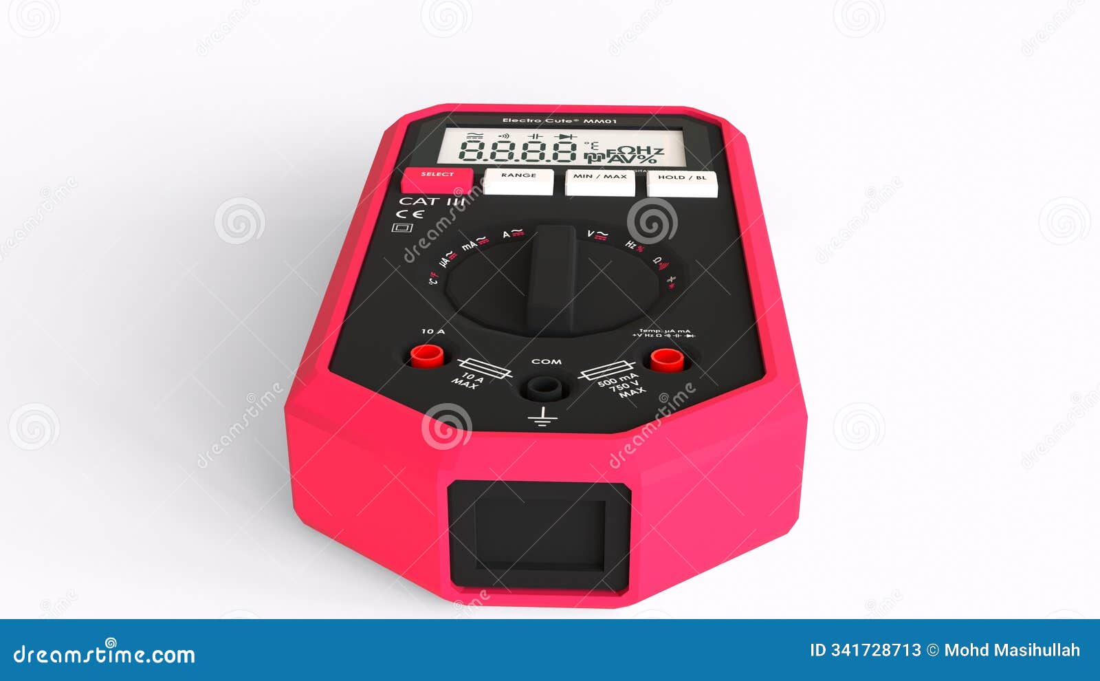 Multimeter and Cable White Background Stock Illustration - Illustration ...