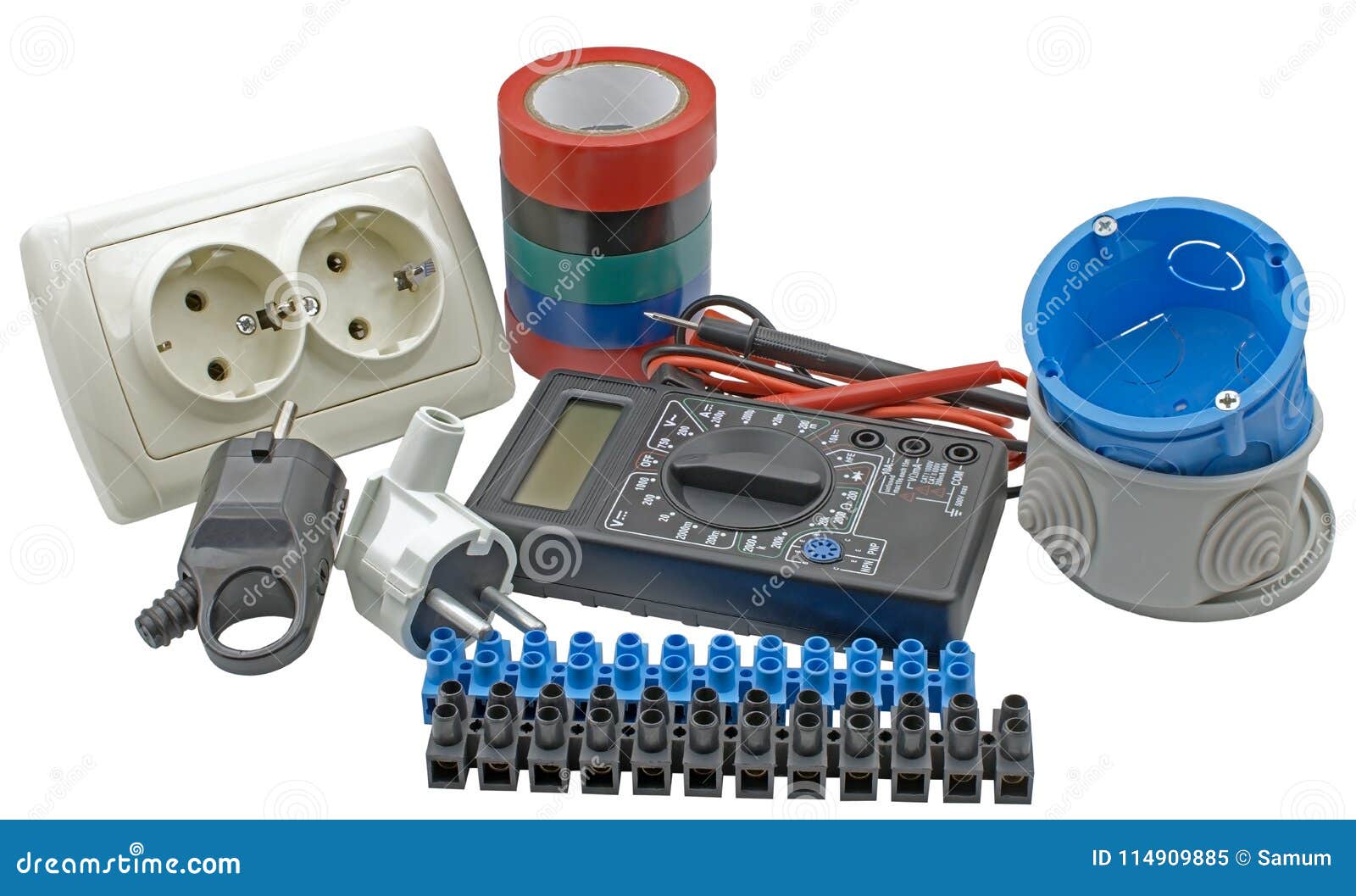Multimeter, Electric Socket, Insulation Tape Stock Image - Image of ...