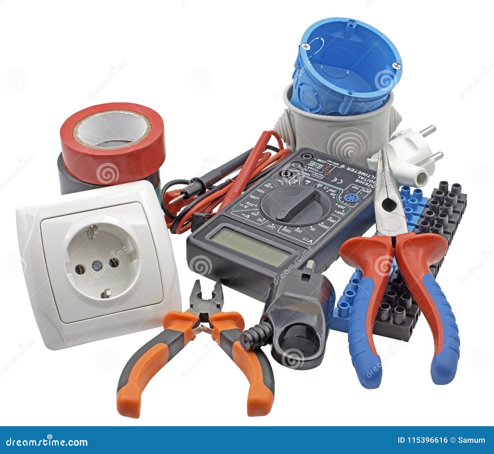 Multimeter, Electric Socket, Insulation Tape Stock Photo - Image of ...