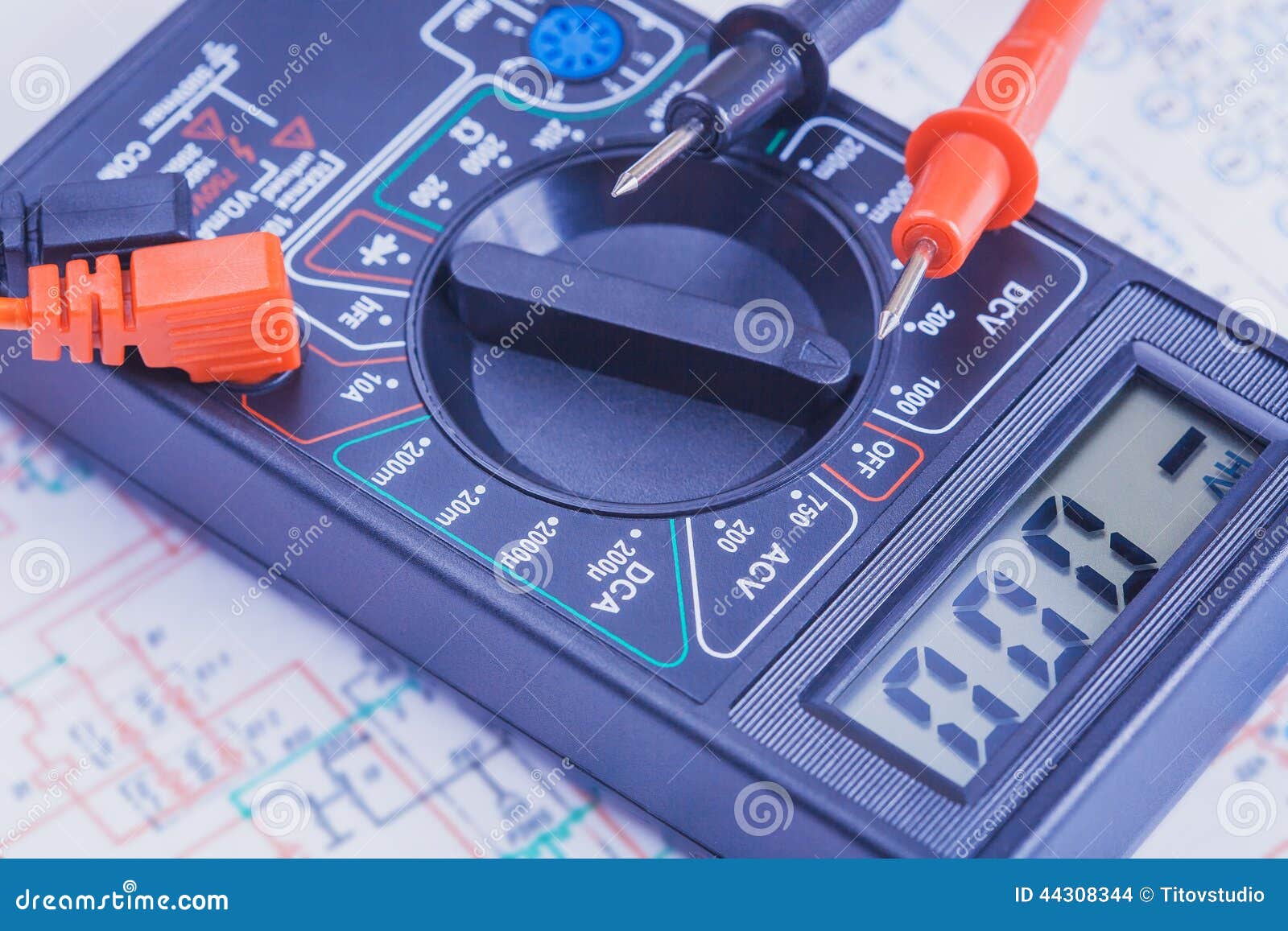 Multimeter on the Electrical Circuit. Close-up Stock Photo - Image of ...
