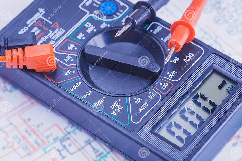 Multimeter on the Electrical Circuit. Close-up Stock Photo - Image of ...