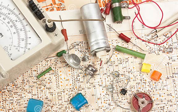 Multimeter and Electronic Component Stock Image - Image of components ...