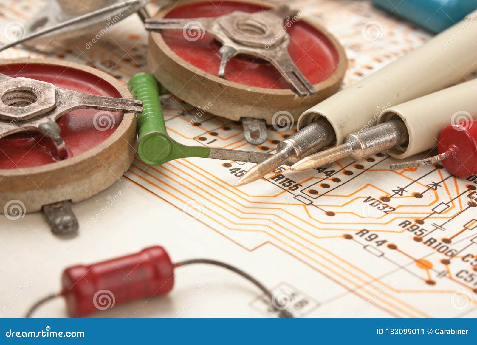 Multimeter and Electronic Component Stock Image - Image of equipment ...