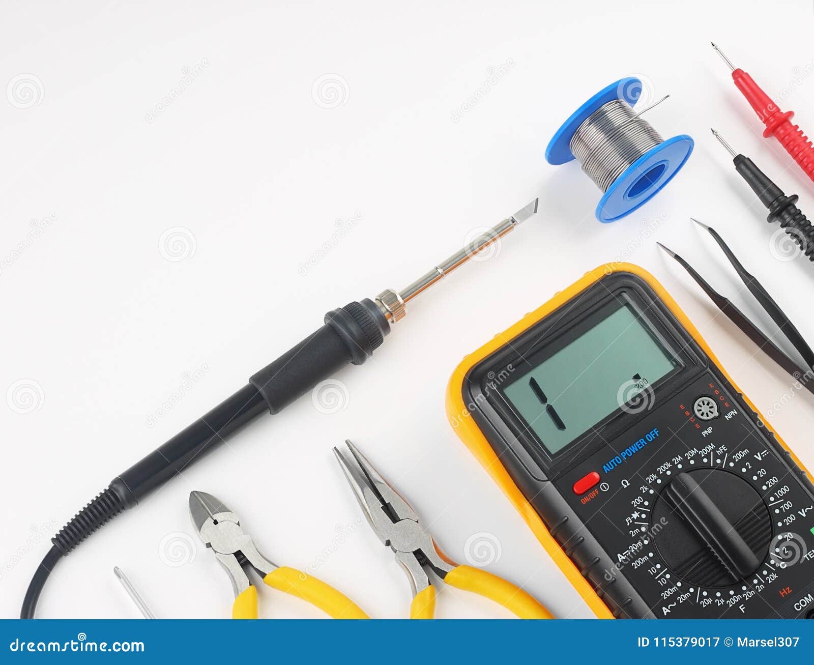 Multimeter and hand tools stock image. Image of measurement - 115379017