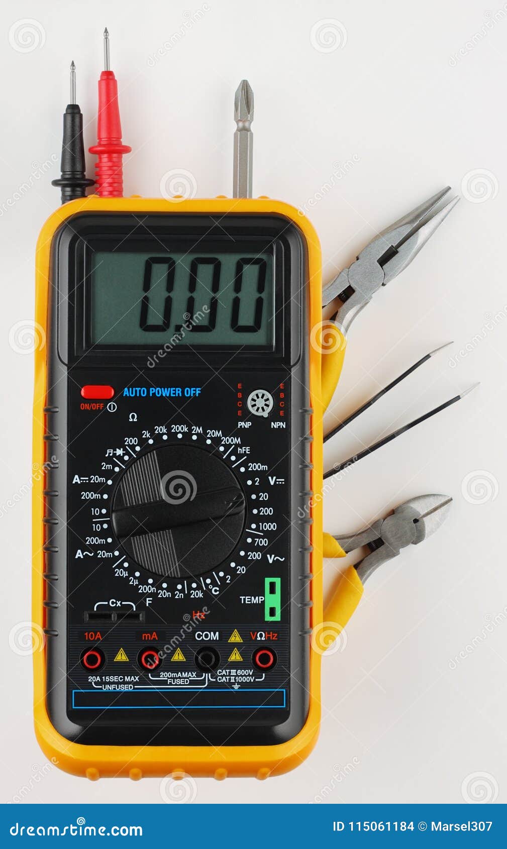 Multimeter and hand tools stock photo. Image of display - 115061184