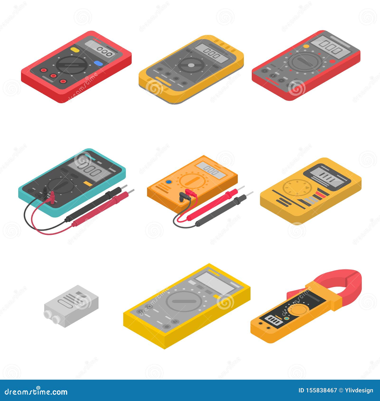 Multimeter Icons Set, Isometric Style Stock Vector - Illustration of ...