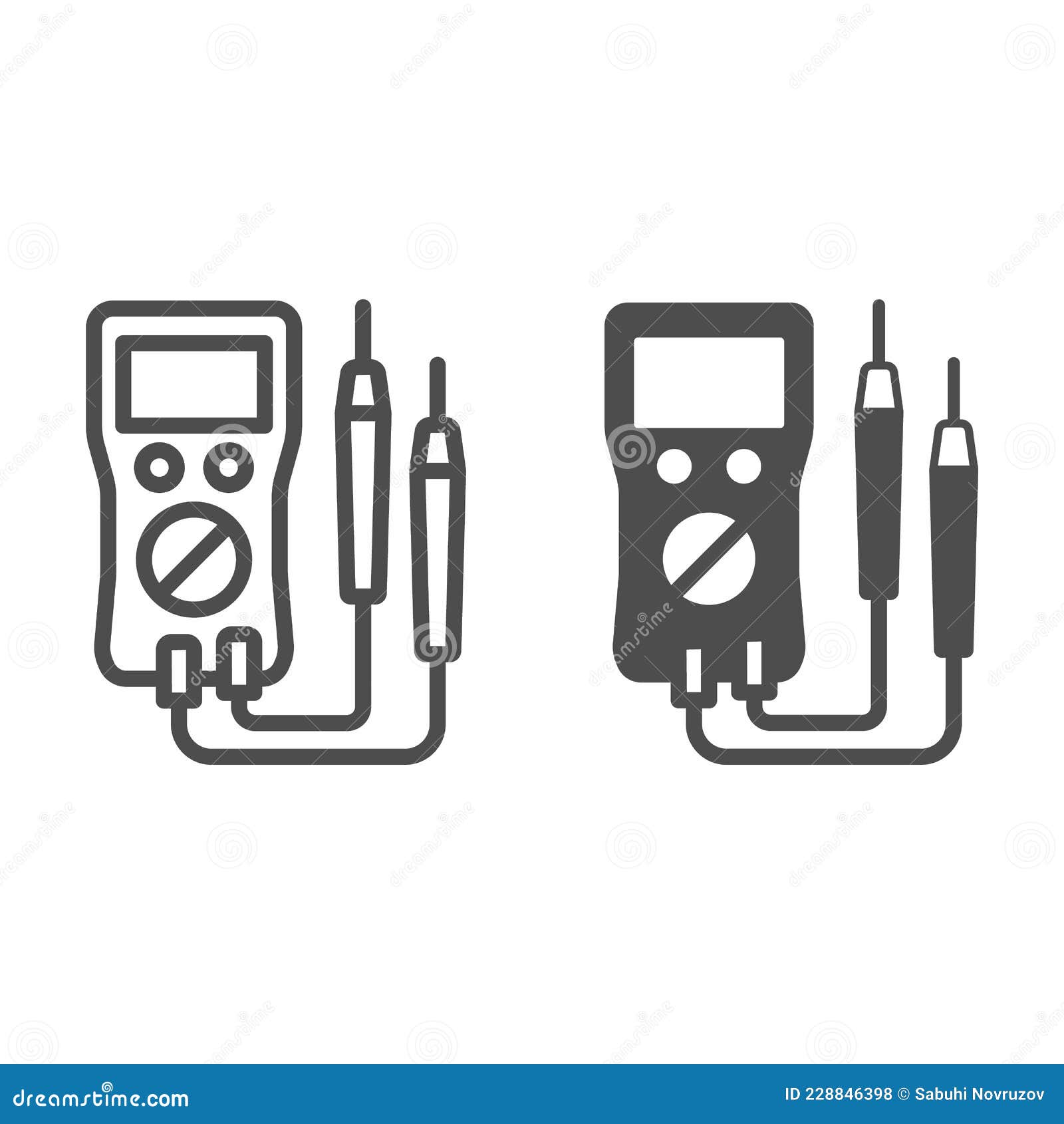 Multimeter Line and Solid Icon, Electronics Concept, VOM Vector Sign on ...