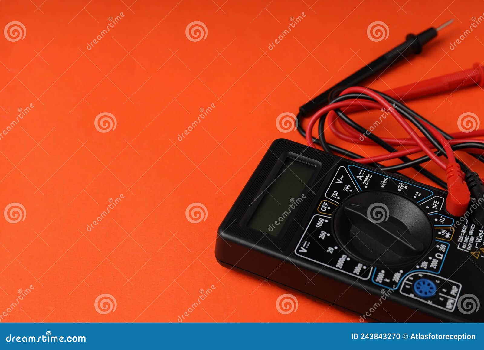 Multimeter on Orange Background, Space for Text Stock Photo - Image of ...