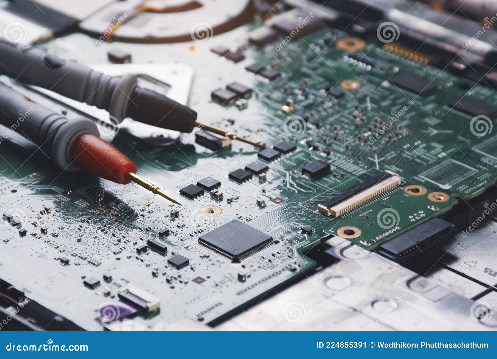 Multimeter Probe Placed on the Motherboard Stock Image - Image of ...