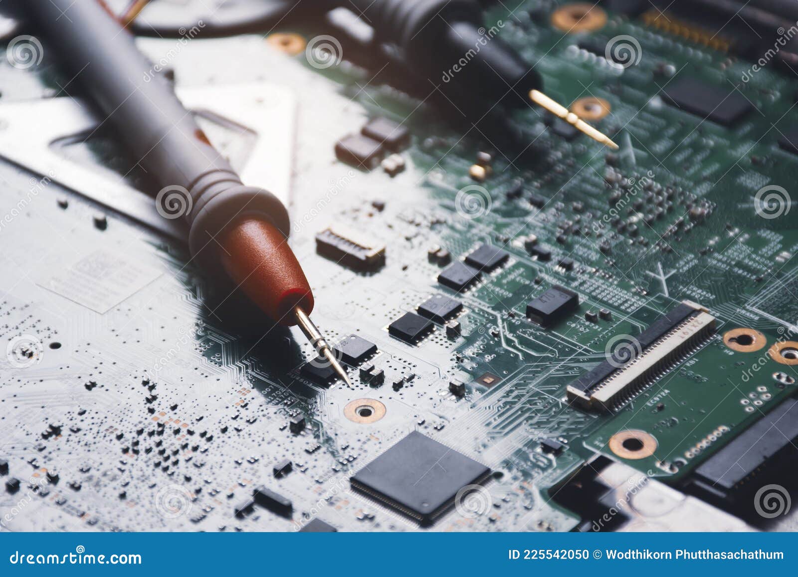 Multimeter Probe Placed on the Motherboard Stock Photo - Image of ...