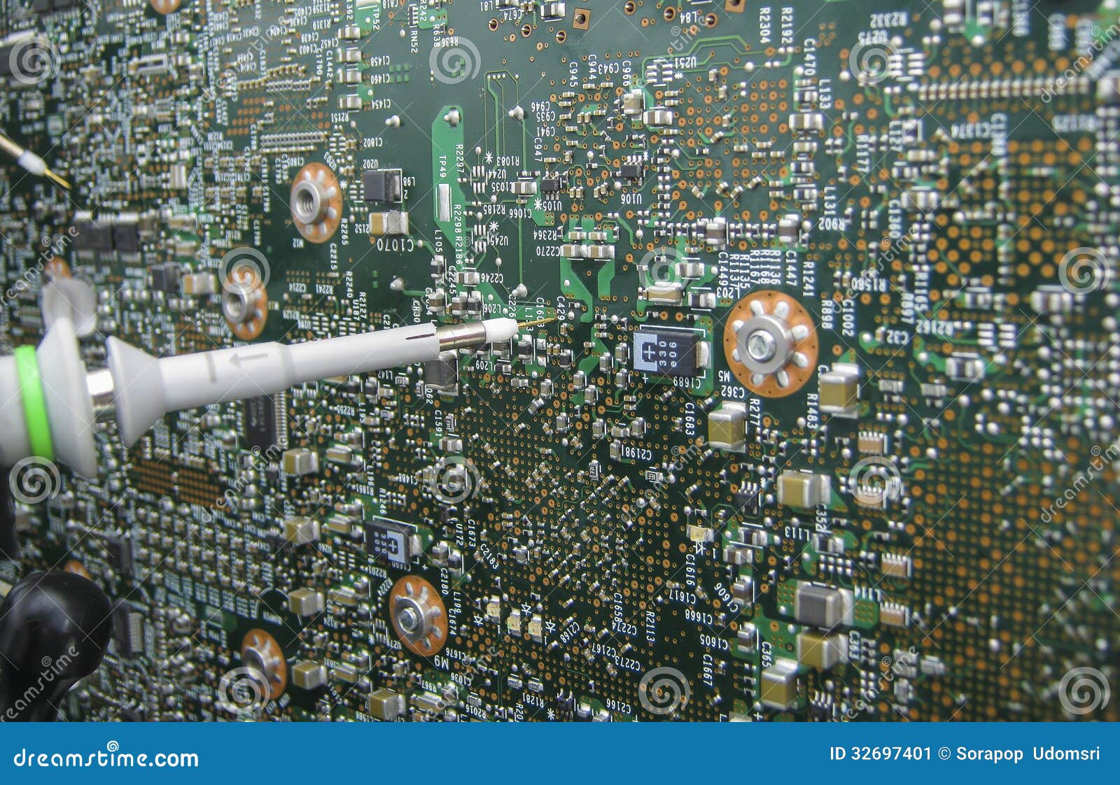 Multimeter Probes Examining a Circuit Board Stock Image - Image of ...