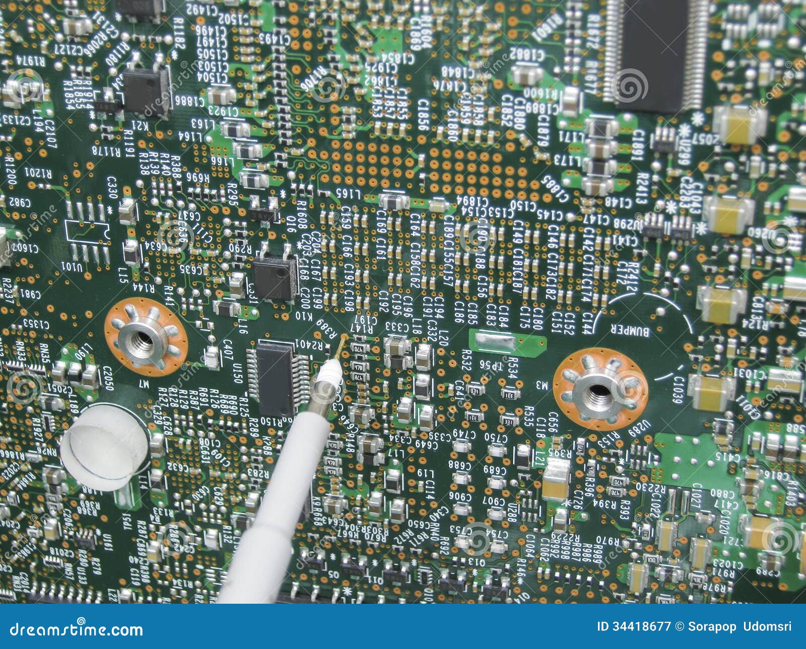 Multimeter Probes Examining a Circuit Board Stock Image - Image of ...