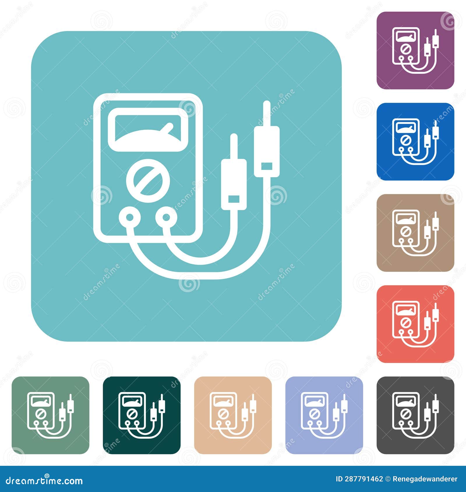 Multimeter Rounded Square Flat Icons Stock Illustration - Illustration of device, indication ...